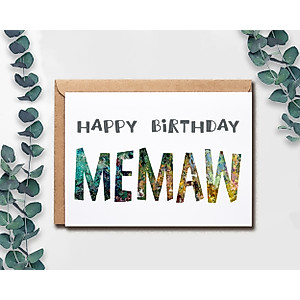 Happy Birthday Memaw - Memaw Birthday Card - Memaw Card - Card For Memaw Modern - Memaw Birthday Card - Card For Memaw