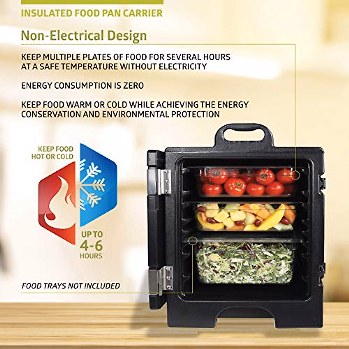 Pearington 81 Quart End-Loading Insulated Food Pan Carrier for 5 Full-Size Pans