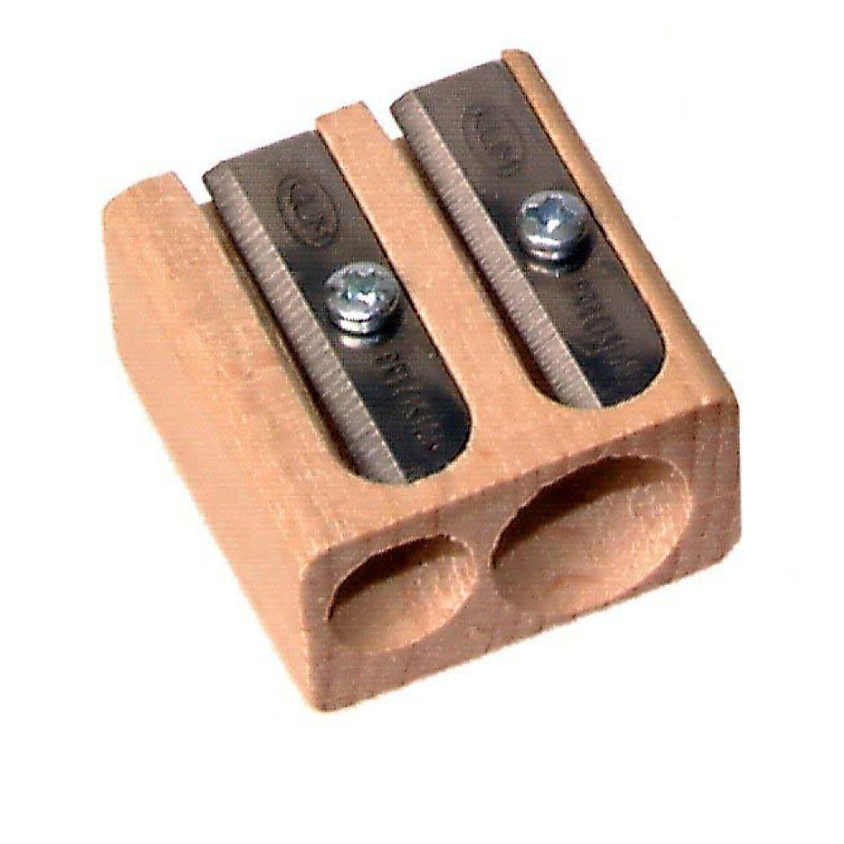 Kum 107.02.01 Wood 2-Hole Steel Blade Pencil Sharpener, Colors Vary
