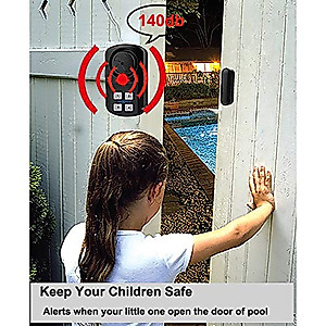 HENDUN Pool Gate Alarm Outdoor Wireless with Remote, 140db Loud, Waterproof Door Alarm Sensor, Kids Safety, Weatherproof Garage Fence Entry Chime (2 Pack)