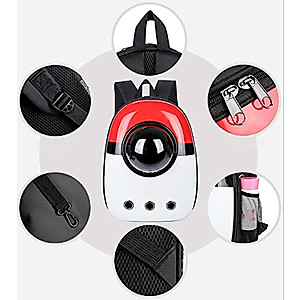 Enkarl Cat Carrier Backpack, Pet Backpack Bubble Rucksack Front Pack for Cat Puppy Dog Capsule Space Backpack, Pet Carrier for Travel Hiking Walking Camping. (Red and White)