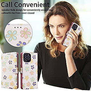 JGG iPhone 13 Pro Max Case Wallet 3D Flowers Blossoming Bronzing Shell Texture with RFID Blocking Magnetic Clasp Card Slot Holder Protective Shockproof Cover for iPhone 13 Pro Max Wallet Case