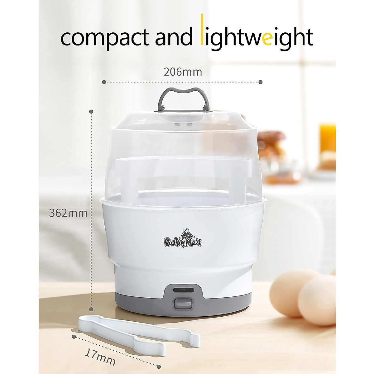 Bottle Sterilizer, Baby Bottle Sterilizer, Electric Steam Bottle Sanitizer for Baby Bottles, Pacifiers, Nipples, Teethers, Breast Pump Accessories, One Button Control, Easy BPA-Free Bottle Cleaner