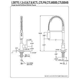 Kingston Brass LS8773CTL Continental Pre-Rinse Kitchen Faucet, Brushed Brass