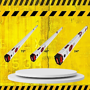 CE Tools Contractor Engineered Red Edge Construction Levels 24, 48, 72 Inch Set, Shock-Proof Vial, Milled Bottom, Robust End Caps