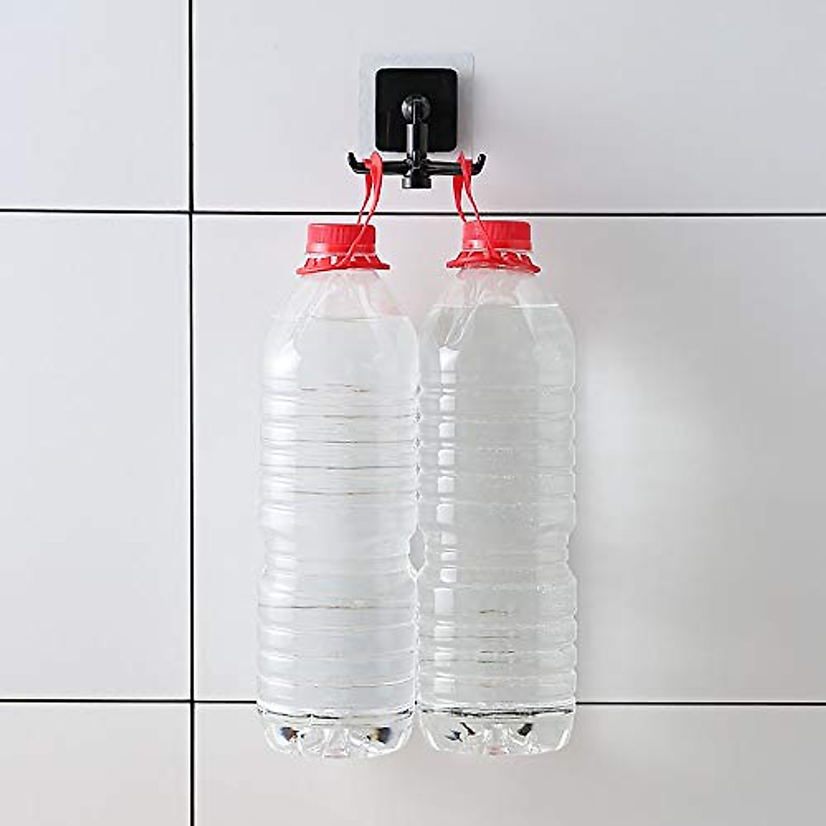 Kitchen Utensil Hanger with 6 Hooks, 2 Pack Under Cabinet Utensil Holder 360° Rotatable Kitchen Hooks Utensil Rack Space Saving No Drilling Nail Free Kitchen Utensil Organizer for Wall, Black