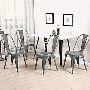 FDW Metal Dining Chairs Set of 4 Indoor Outdoor Chairs Patio Chairs Metal Chairs 18 Inch Seat Height Restaurant Chair Kitchen Chairs 330LBS Weight Capacity Stackable Chair Tolix Side Bar Chairs,Gray