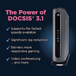 Motorola MG8702- DOCSIS 3.1 Cable Modem Wi-Fi Router,(High Speed Combo) with Intelligent Power Boost - AC3200 Wi-Fi Speed, Approved for Comcast Xfinity, Cox, and Charter Spectrum - (Renewed)
