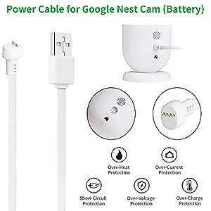 wochel Power Adapter Compatible with Google Nest Cam Outdoor or Indoor, Battery - 6.5ft/2m Weatherproof Outdoor Charger Cable Power Your Nest Cam (Battery) Continuously- White