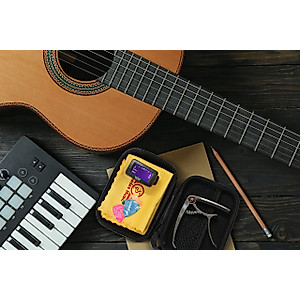 Speedee Music Capo Bundle Gift Pack - 4 Assorted Guitar Picks, Guitar Tuner, 3-1 Capo with Built-in Pick Stand and Pin Puller, Storage Bag for Guitar Accessories