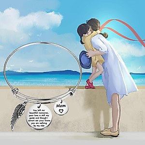 KUIYAI You Left Me Beautiful Memories Bracelet with Guardian Angel Loss Jewelry Remember Loved One for Mom Dad Grandma (BR-Youleft-Mom)