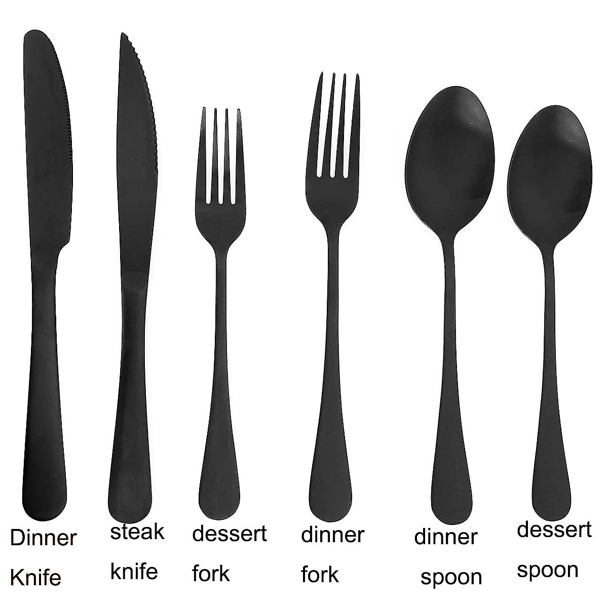 puzhlerMatte black 8-piece 304 Stainless Steel Salad Forks Dessert Forks Set, Dishwasher Safe, 6.7 Inches