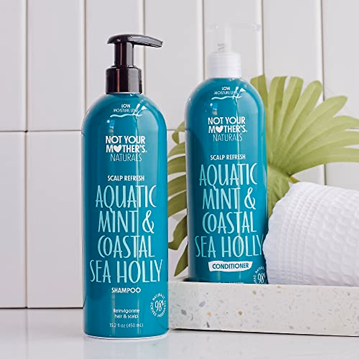 Not Your Mother's Naturals Scalp Refresh Shampoo and Conditioner Set - 98% Naturally Derived Ingredients, Sulfate-Free Shampoo and Conditioner for All Hair Types (Aquatic Mint & Sea Holly)