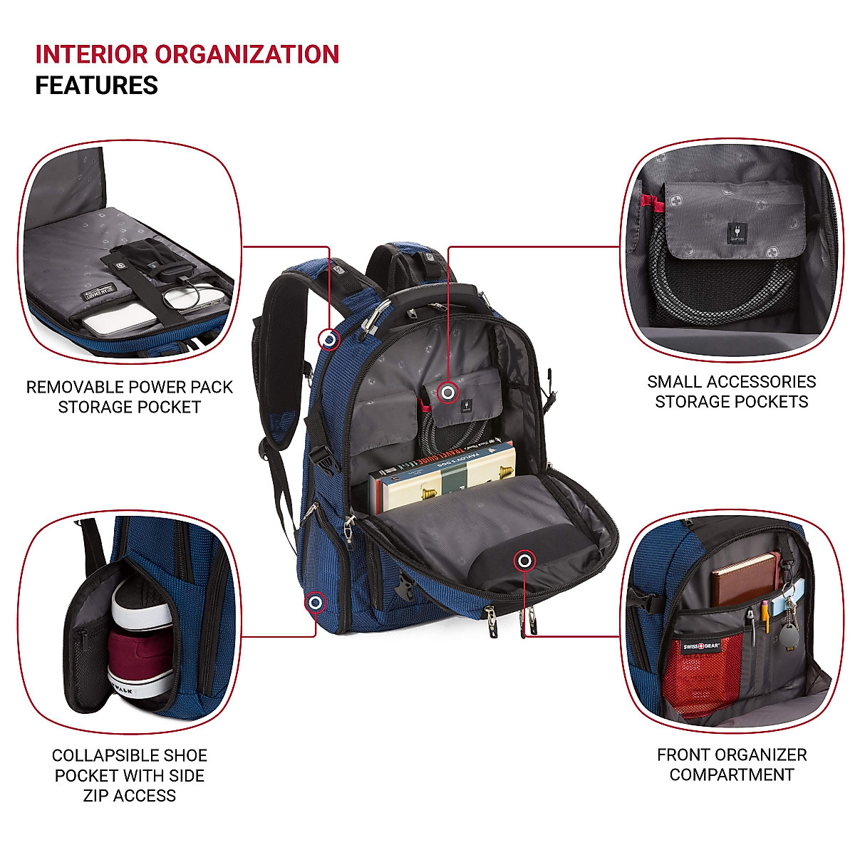 SwissGear 5358 USB ScanSmart Laptop Backpack, Blue/Black, Large