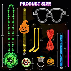 96 Pcs Halloween Party Favors Toys Bulk,Halloween Light Up Rings Glow Sticks Spin Necklace,Halloween Treats Non-Candy Goodie Bag Fillers Basket Stuffers Classroom Prizes Gifts for Kids Trick or Treats