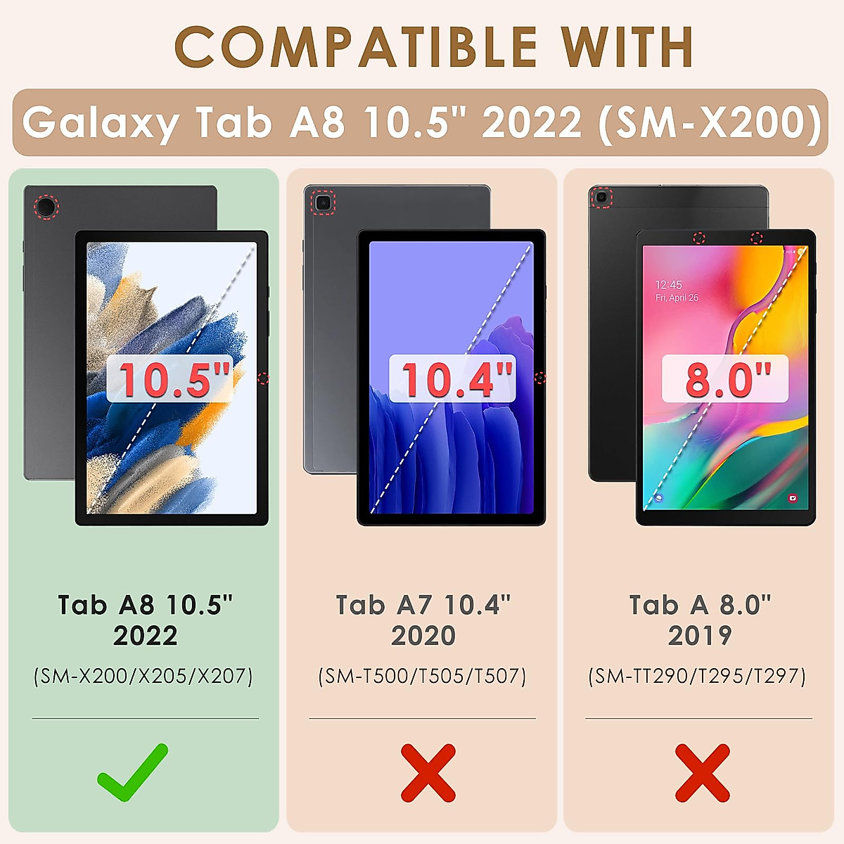 DETUOSI Leather Case for Samsung Galaxy Tab A8 10.5" 2022 (SM-X200/X205/X207) with S Pen Holder & Soft Silicone Back,Auto Sleep/Wake Elastic Closure 2-Angles Viewing Folio Protective Smart Book Cover