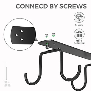 2PCS Mug Hooks Under Cabinet,Coffee Cups Holder with 8 Mug Hooks,Metal Mugs Hooks Under Shelf for Mugs,Coffee Cups and Kitchen Utensils(Black)