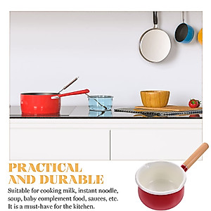 Kichvoe Stew Pot Enamel Milk Pot Wood Baby Multifunction Cooking Spoon Small Cookware