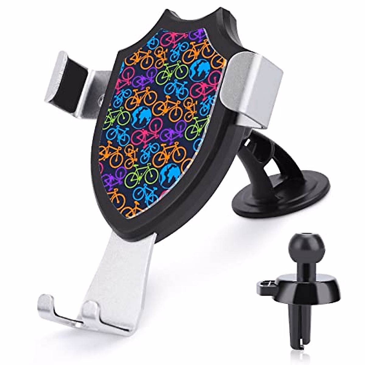 Bicycle and Earth Pattern Car Phone Holder Mount Universal Cellphone Vent Clamp for Dashboard Windshield Stand