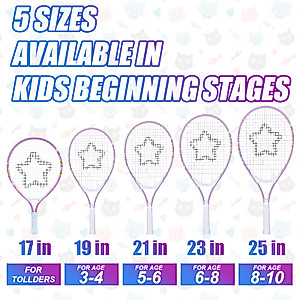 Kids Tennis Racket for Junior Toddlers Starter Kit 17" Pink for Girl Toddlers with Shoulder Strap Bag (Baby Pink, 17)