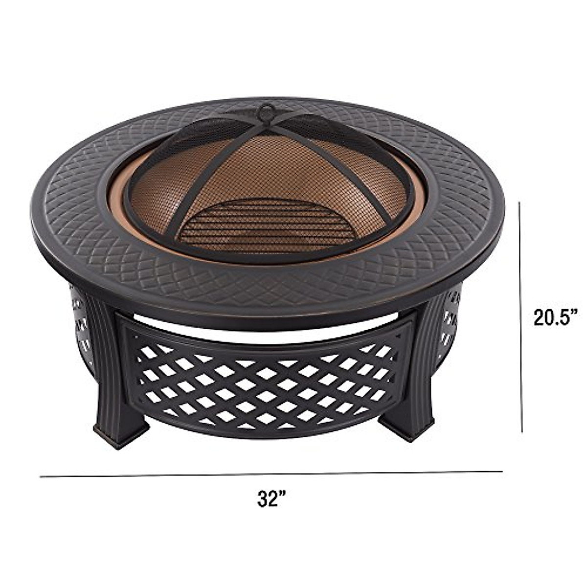 Fire Pit Set, Wood Burning Pit - Includes Spark Screen and Log Poker - Great for Outdoor and Patio, 32” Round Metal Firepit by Pure Garden