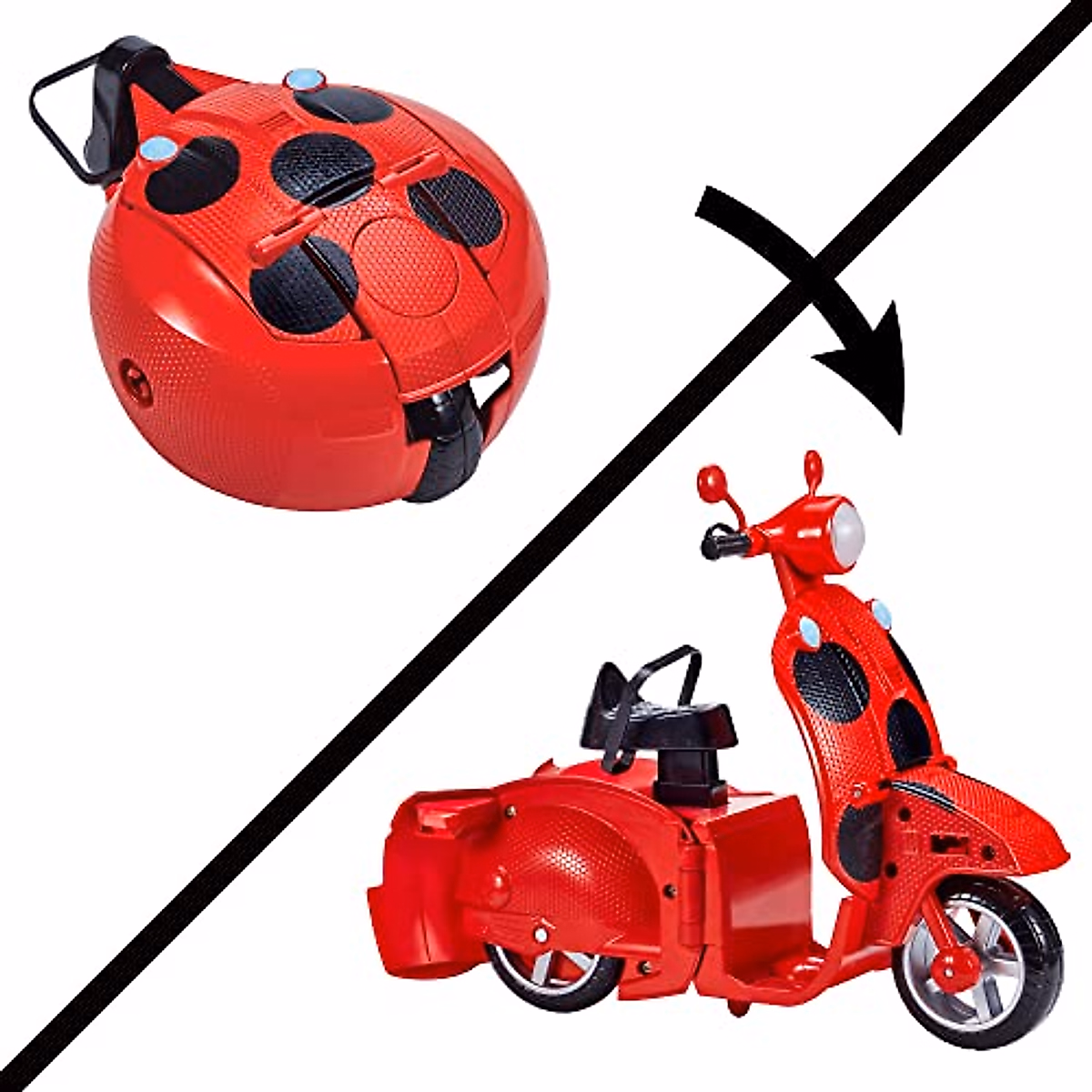 Miraculous Switch N Go Scooter with Exclusive 10.5” Ladybug Lucky Charms Fashion Doll and Accessories