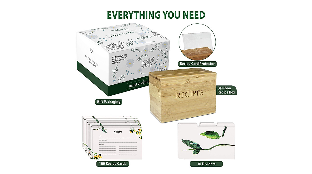 Eco-Friendly Mint & Elm Recipe Box - Organize Your Cooking
