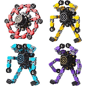 20PCS Transformable Fingertip Gyro Toy,Deformation Chain Robot Deformed Mechanical Spiral Twister Decompression Fingertip Toy Party Favors for Kids