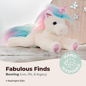 Bearington Lil' Rainbow Shimmers The White Unicorn Plush, 10 Inch Unicorn Stuffed Animal