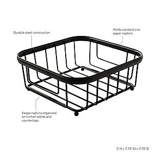 Spectrum Diversified Ashley Flat, Modern Dining Table Décor Horizontal Napkin Holder for Kitchen Tables & Countertops, Black