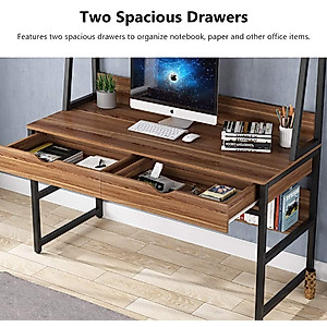 Tribesigns Large Computer Desk with Bookshelf and Drawers, Writing Desk Gaming Gamer Table with Storage and Hutch, 47 “Wood and Metal Craft Table for Home Office