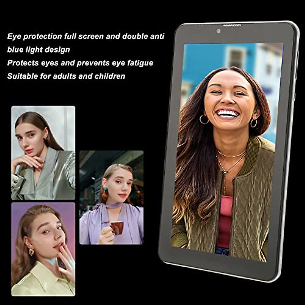 Naroote Tablet PC, 1960x1080 IPS 7 Inch Tablet US Plug 100‑240V 2.4G 5G Dual Band WiFi (Black)