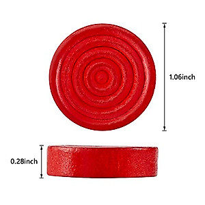 48 Pieces Wooden Checkers Pieces Only 1.06 Inch Wood Checker Board Game Pieces with Stackable Ridge and Drawstring Cloth Pouch, Red and Black Color