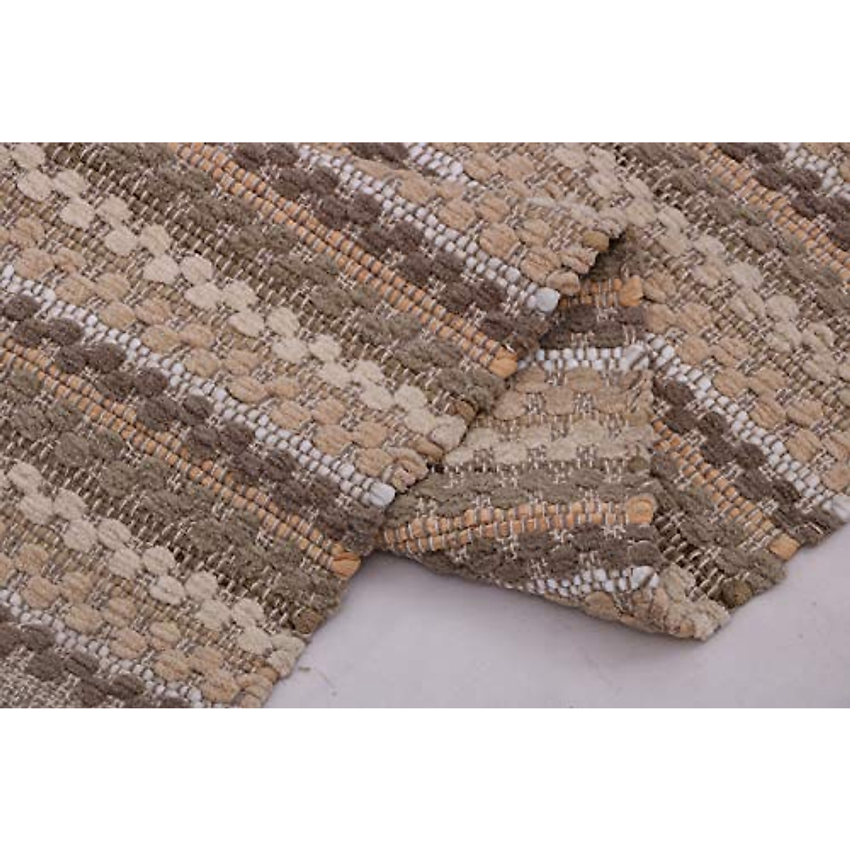 WOVEN ST. Polyester Cotton Area Rug | Carpets Suitable for Bedroom, Dining Room, Home Décor | Luxurious Handcrafted Traditional Rug | Recycled Cotton | Modern Indoor Rugs | 27’’ x 45’’ | Beige