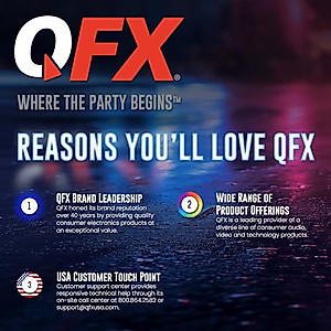 QFX PBX-800TWS 8-Inch TWS Bluetooth Stereo PA System with 2 8" Speakers, 2 Microphones, 2 Stands, and a Remote Control