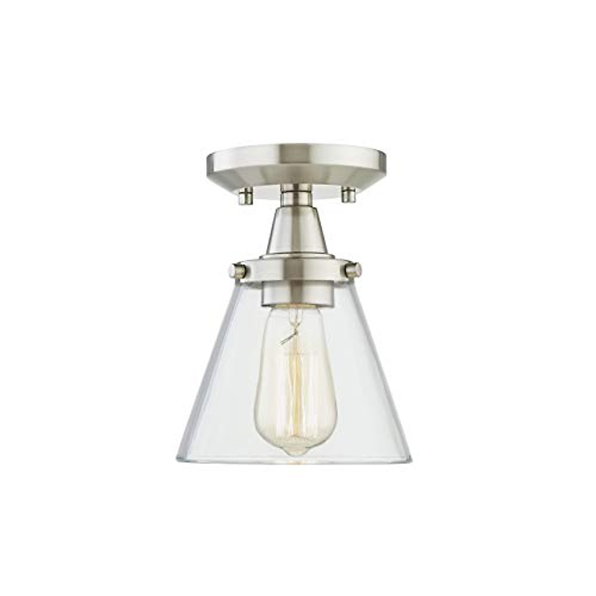 WISBEAM Semi Flush Mount Ceiling Light Fixture, E26 Medium Base, Metal Housing with Clear Glass, ETL Rated, Bulbs NOT Included, 2-Pack