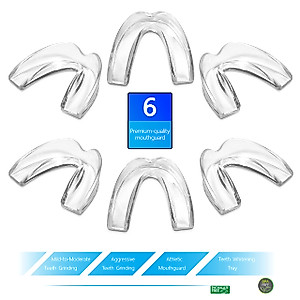 The ConfiDental - Pack of 6 Moldable Mouth Guard for Teeth Grinding Clenching Bruxism, Sport Athletic, Whitening Tray