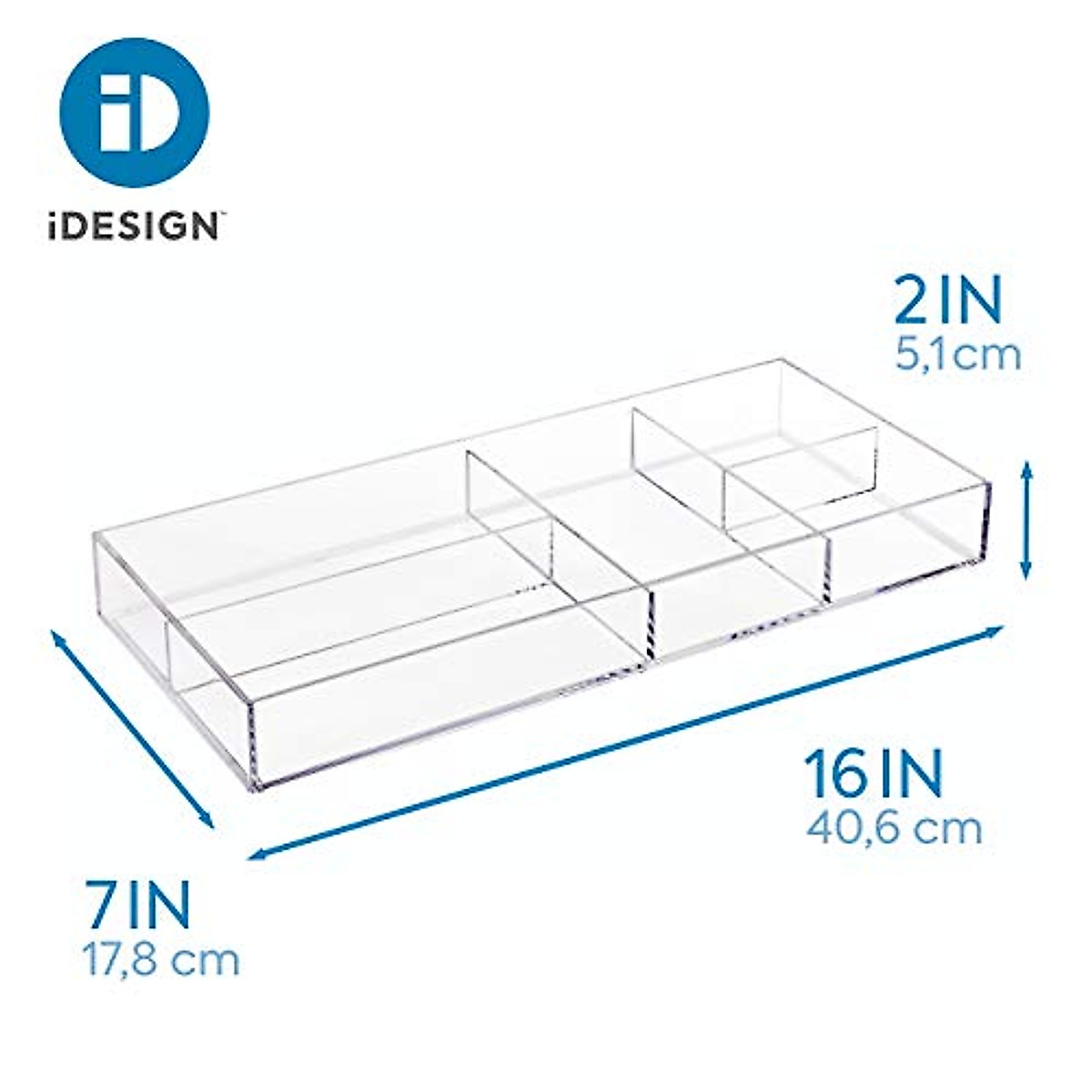 iDesign Clarity Wall Mount Nail Polish Storage Rack with 3 Shelves for Bathroom, Closet, Bedroom, Set of 1, Vanity Tray,42400