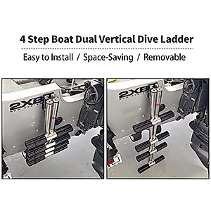 XinKunmarine 4 Step Boat Ladder,304 Stainless Steel Pontoon Boat Dive Ladder,Telescoping Ladder for Marine Boat,Fishing Boat,Yacht(4 Step)