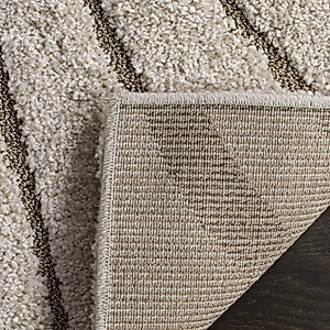 SAFAVIEH Florida Shag Collection Area Rug - 5'3" x 7'6", Cream & Beige, Non-Shedding & Easy Care, 1.2-inch Thick Ideal for High Traffic Areas in Living Room, Bedroom (SG471-1113)