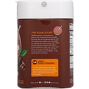 OLLY Plant Powered Protein, 18g Plant Protein, Protein Powder, Vegan, Gluten Free, Non GMO, Chocolate, 12 Day Supply - 14.8 Ounces