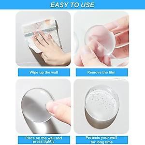 4 Pcs Door Knob Wall Protector, Clear Elastic Round Wall Protectors from Door Knobs, Reusable & Washable, Quiet, Strong Self Adhesive Rubber Bumper for Home & Office