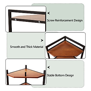 Cplxroc Corner Shelf, 4-Tier Display Shelves, Wood Storage Stand, Multipurpose Shelving Unit for Small Space, Home Office, Bathroom Corner Chelf (Brown)