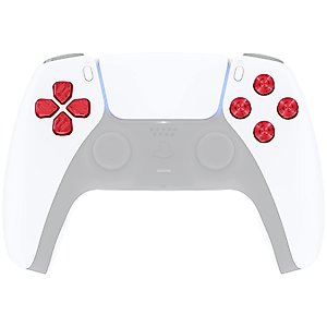 eXtremeRate Red Metal Dpad ABXY Buttons for PS5 Controller, Custom Replacement Aluminum Action Buttons & Direction Keys for PS5 Controller - Controller NOT Included