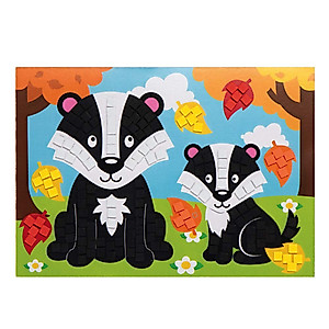 Baker Ross AX209 Woodland Animal Mosaic Kits for Kids - Pack of 4, Peel and Stick Crafting Activities This Christmas Festive Season