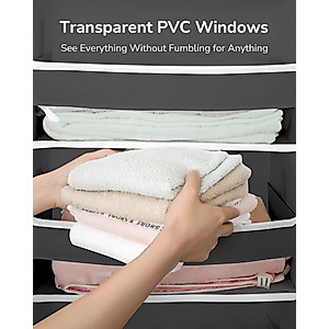 ULG Over Door Organizer with 4 Large Pockets 6 Mesh Side Pockets, 33 lbs Weight Capacity Hanging Storage Organizer with Clear Window for Bedroom Nursery, Baby Kids Toys, Diapers, Dark Grey (1 Pack)