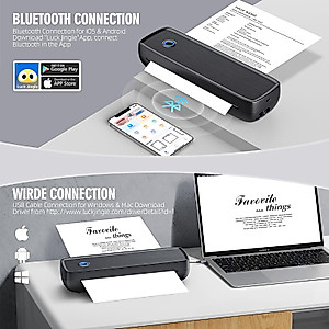 Aixiqee Portable-Wireless-Printer, Thermal-Bluetooth-Printer for Travel, Impact POS Printer Support 8.5" X 11" US Letter&Legal, A4&A5 Thermal Paper, Compatible with Android and iOS Phone&Laptop
