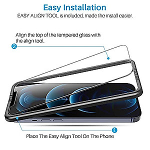 LK [3+3 Pack] 3pack Screen Protector Compatible for iPhone 12 Pro Max 6.7-inch + 3pack Camera Lens Protector, Tempered Glass, Easy Frame Installation, HD Ultra-Thin, 9H Hardness, Scratch Resistant