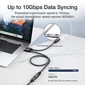 LEIRUI USB C 10Gbps Data Transfer, 100W Fast Charging, 4K 60Hz Video Output Extension Cable, 1 Feet, USB Type C Male to Female