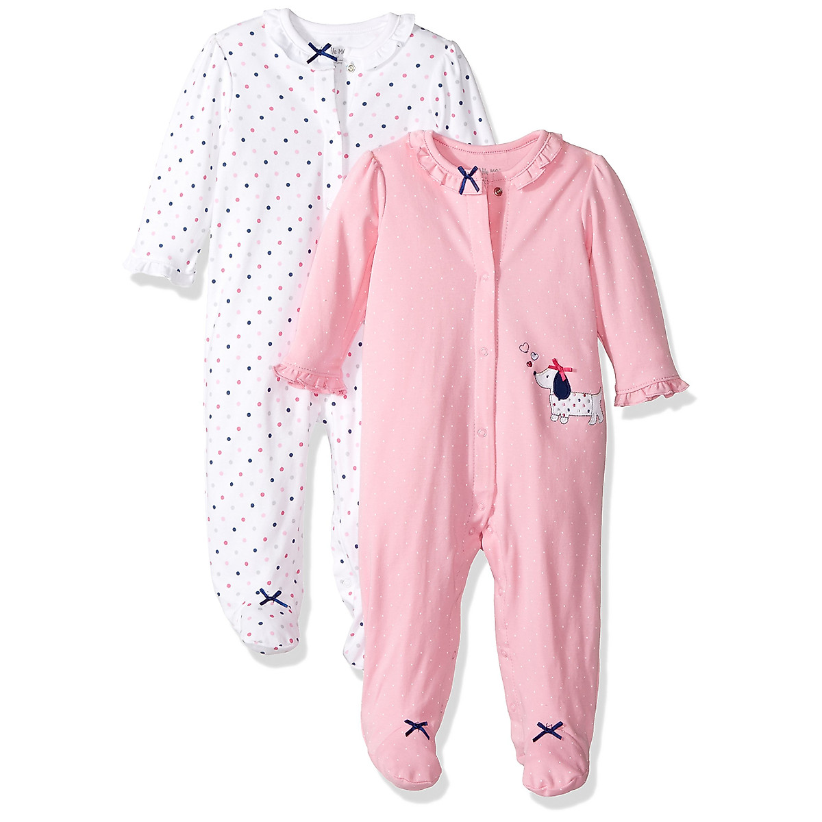 Little Me baby girls 2 Pack Footie, Pink/Multi, Preemie US